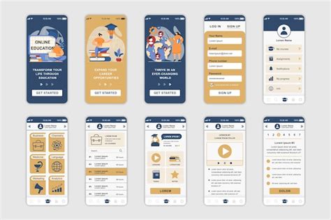 Écrans De Concept Déducation Définis Pour Le Modèle Dapplication