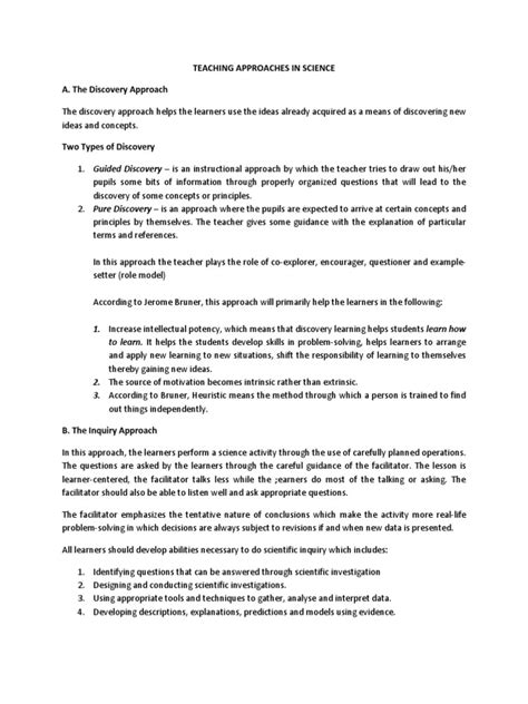 Teaching Approaches In Science Pdf Inquiry Scientific Method