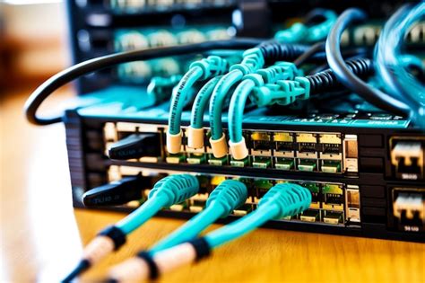 Ethernet Cables Linked To Server Rack For Optimal Data Transmission And Network Connectivity