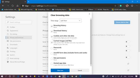 Clear Browsing Data In Microsoft Edge In Windows 10