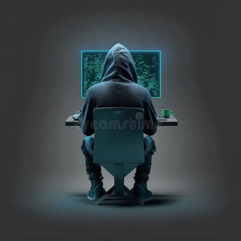 Hacker Working On Computer Created With Generative Ai Stock Illustration Illustration Of