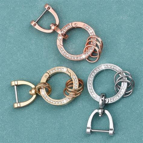 Simple Unisex Metal Rhinestone Round Key Chains Fashion Key Ring For