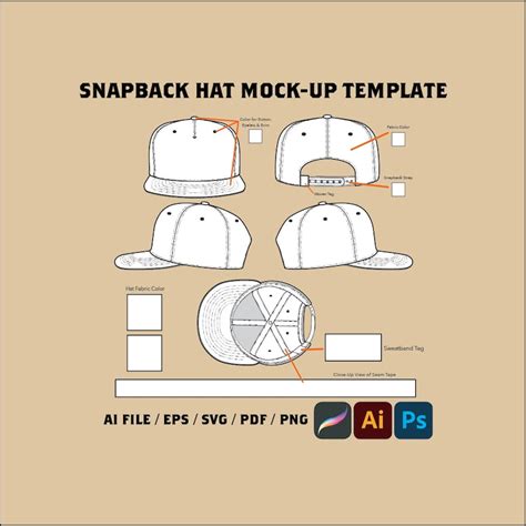 5 Panel Snapback Hat Mockup Urban Streetwear Template Digital Download Etsy