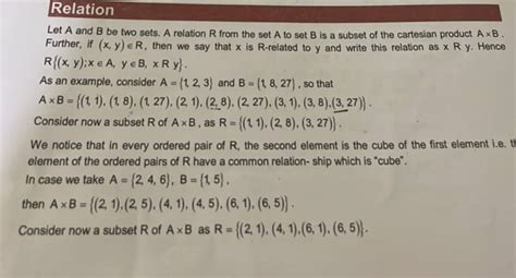 Relationlet A And B Be Two Sets A Relation R From The Set A To Set B Is