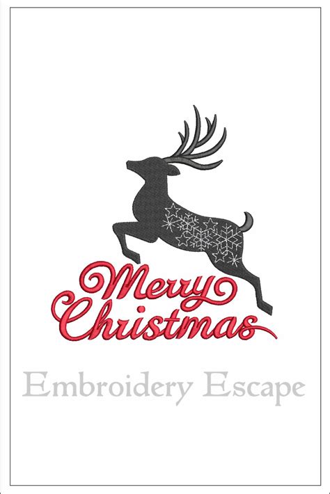 Merry Christmas Deer Embroidery File