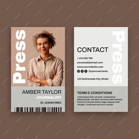 Free Vector Simple Bold Minimalist Journalist Id Card Template