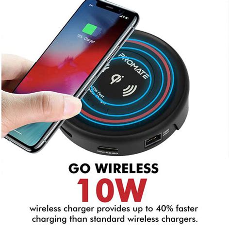 Promate Usb C Hub With Qi Wireless Charger Usb Type C Docking Station With W Type C Power