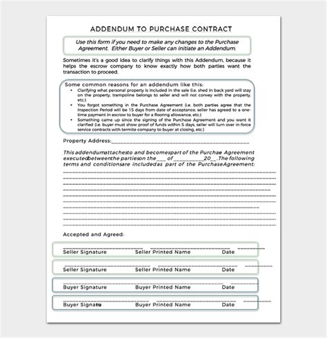 Addendum Contract Template