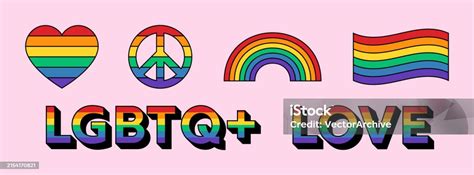 Ilustración De Símbolos Del Mes Del Orgullo Lgbtq Conjunto De