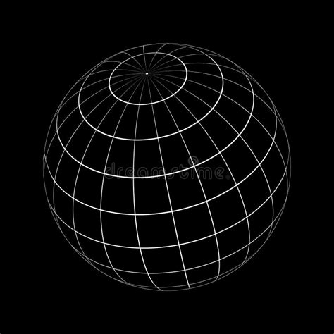 黑色背景中突显的白色3d球线框 Orb球形网格球 地球地球图 向量例证 插画 包括有 方格 循环 269346266