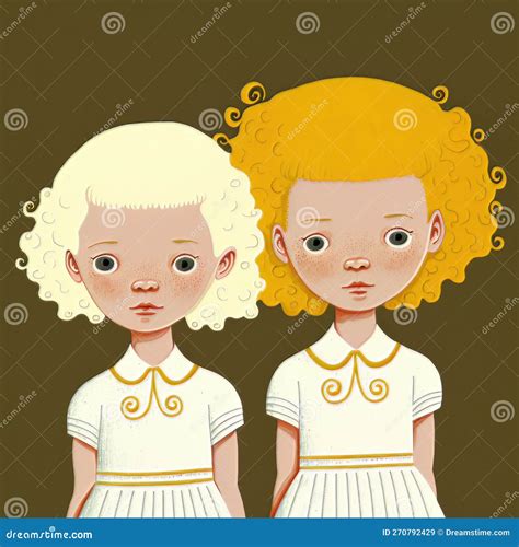 Illustration Of Two Albino Twin Sisters Stock Illustration