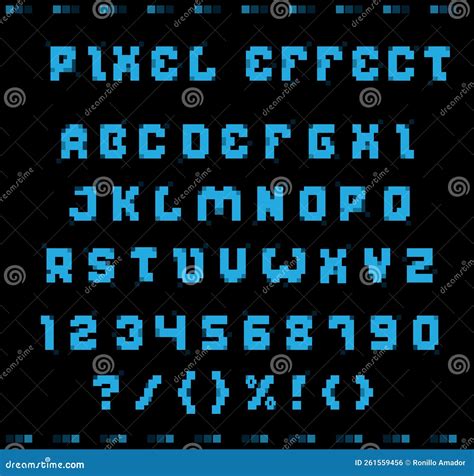 Pixel Effect Text Typography Font Alphabet Stock Vector Illustration