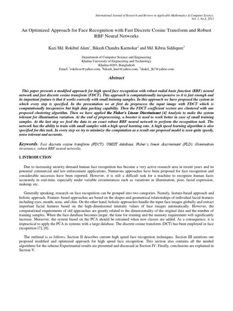 an optimized approach for face recognition with fast discrete cosine transform and robust rbf