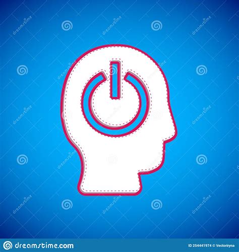White Power Button Icon Isolated On Blue Background Start Sign Stock Vector Illustration Of