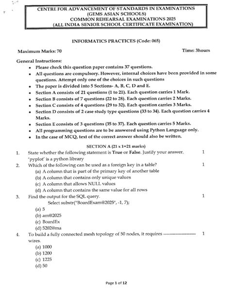 Informatics Practices 2025 Pdf