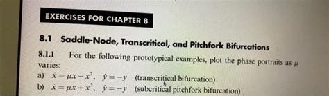 Solved 81 Saddle Node Transcritical And Pitchfork