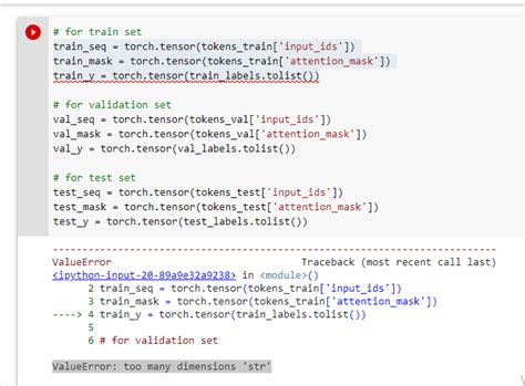ValueError Too Many Dimensions Str Issue Prateekjoshi Fine Tuning BERT GitHub