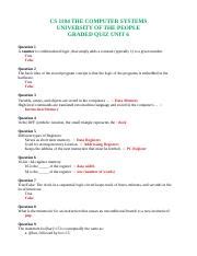 Graded Quiz Unit Docx CS THE COMPUTER SYSTEMS UNIVERSITY OF THE PEOPLE GRADED QUIZ UNIT