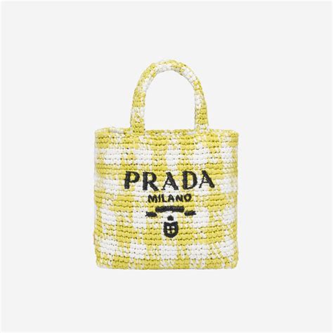 프라다 스몰 크로쉐 토트백 시트론 옐로우 Prada Kream