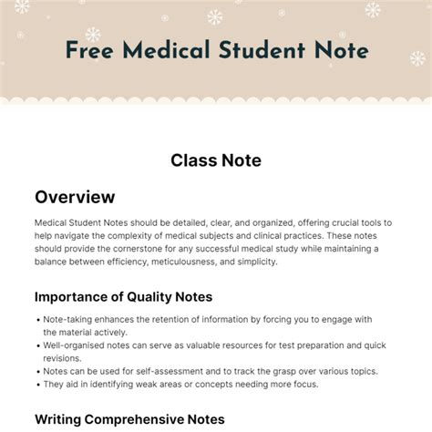 Free Class Notes Templates Editable And Printable