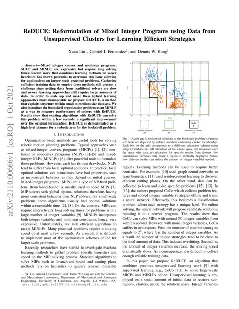 Pdf Reduce Reformulation Of Mixed Integer Programs Using Data From Unsupervised Clusters For