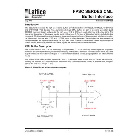 FPSC SERDES CML Buffer Interface Technical Note