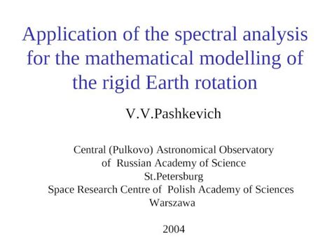 Ppt Application Of The Spectral Analysis For The Mathematical Modelling Of The Rigid Earth