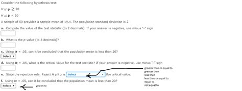 Solved Consider The Following Hypothesis Test Ho 20