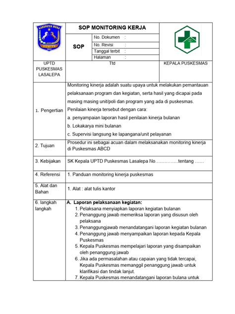Sop Monitoring Kerja Pdf