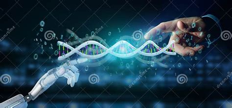 Data Coded Dna With Binary File Around 3d Rendering Stock Image Image Of Artificial Human