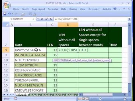 Excel Magic Trick 221 LEN Function Counts Spaces YouTube