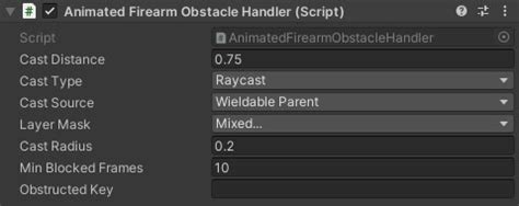AnimatedFirearmObstacleHandler MonoBehaviour NeoFPS Scripting Reference