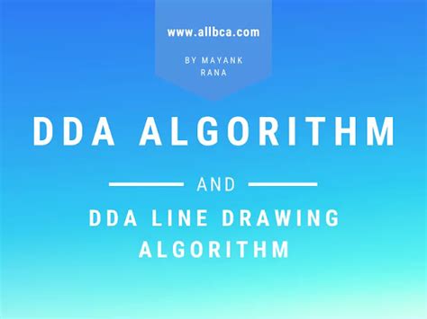 Dda Algorithm Dda Line Drawing Algorithm All Bca Best Courses Academy