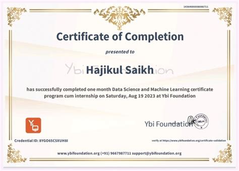 Hajikul Saikh On Linkedin Thanks To Ybi Foundation For Completing My
