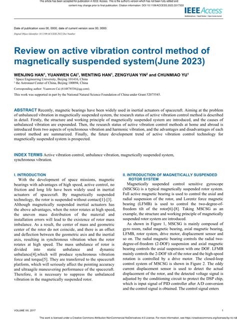 Pdf Review On Active Vibration Control Method Of Magnetically Suspended System June 2023