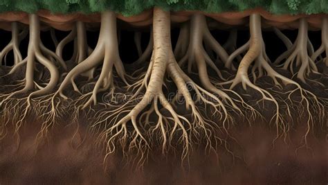 Tree Roots In Soil Close Up Underground Texture Stock Illustration Illustration Of Generative