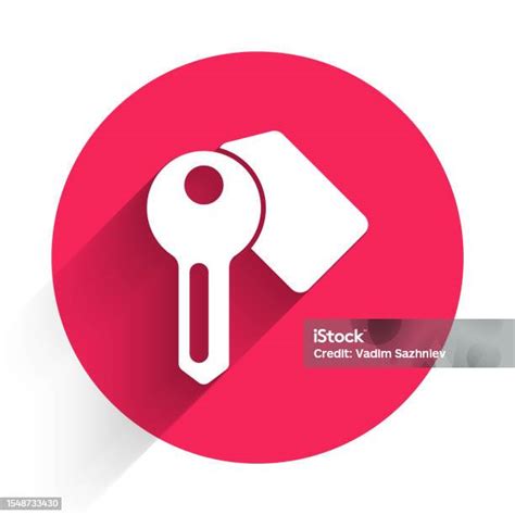 화이트 호텔 도어 잠금 키 아이콘은 긴 그림자로 격리 빨간색 원 버튼입니다 벡터 0명에 대한 스톡 벡터 아트 및 기타 이미지 0명 가정의 방 강철 Istock