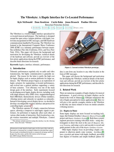 The Vibrobyte A Haptic Interface For Co Pdf Amplifier Arduino