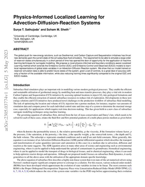 Physics Informed Localized Learning For Advection Diffusion Reaction Systems Deepai