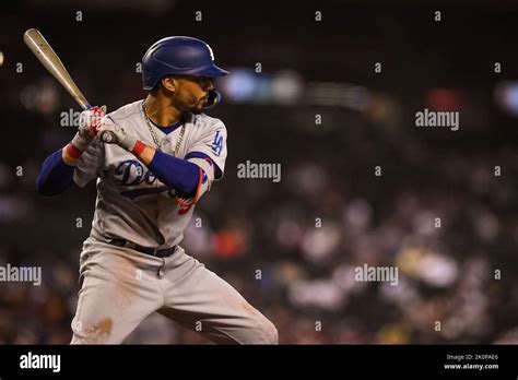 Los Angeles Dodgers Second Baseman Mookie Betts 50 Lines Out To Center Field In The Sixth