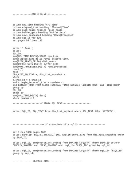 Awr Queries Pdf Data Management Software Computing