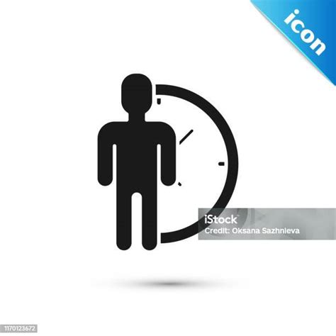 흰색 배경에 격리된 검정 시간 관리 아이콘입니다 시계 및 기어 기호 생산성 기호입니다 벡터 일러스트레이션 0명에 대한 스톡 벡터