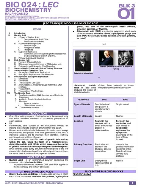 06 Lec Bio024 Nucleic Acid Pdf Dna Dna Replication