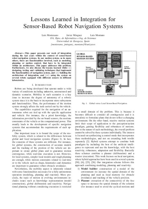 pdf lessons learned in integration for sensor based robot navigation