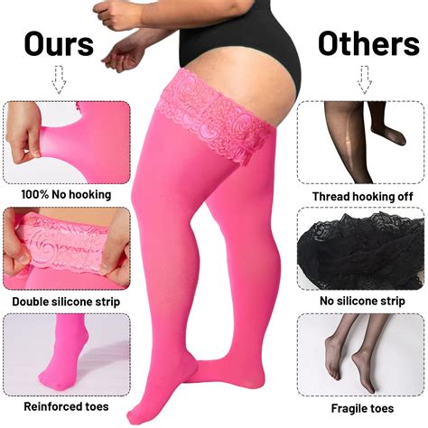 55d Semi Sheer Silicone Lace Stay Up Thigh Highs Moon Wood