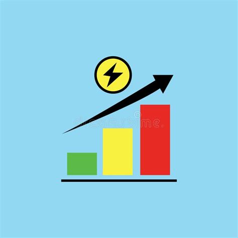 Bar Chart With Rising Exponential Trend And Red Arrow Electricity