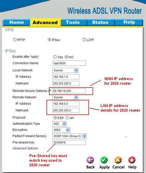 LAN To LAN IPSEC VPN Tunnel Between Vigor2820 Router And D Link DSL G804V Router DrayTek FAQ