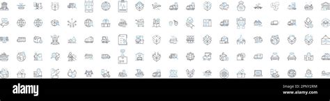 Supply Chain Management Line Icons Collection Collaboration Optimization Logistics