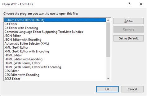 C How To Open Form Designer In Visual Studio Stack Overflow