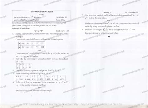 Old Questions Numerical Analysis Noted Insights